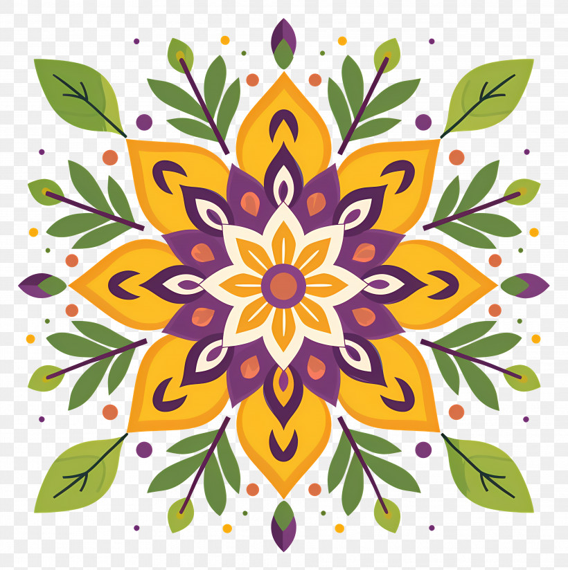 Pookalam - Colorful Mandala Art With Floral Elements, PNG, 3844x3864px ...