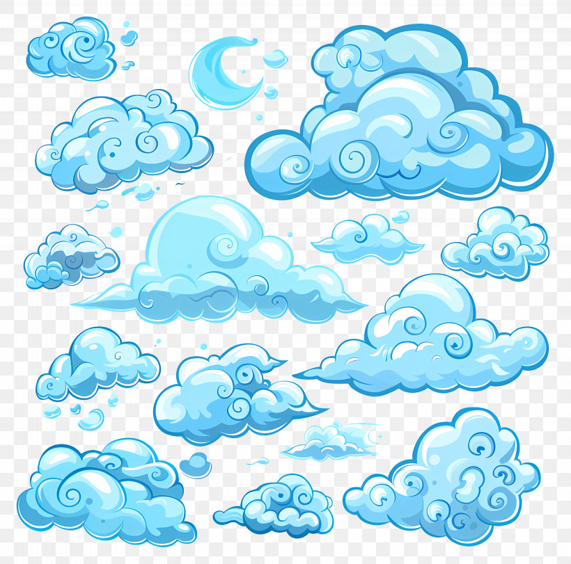 Blue Clouds - Whimsical Cartoon Blue Clouds Collection, PNG ...