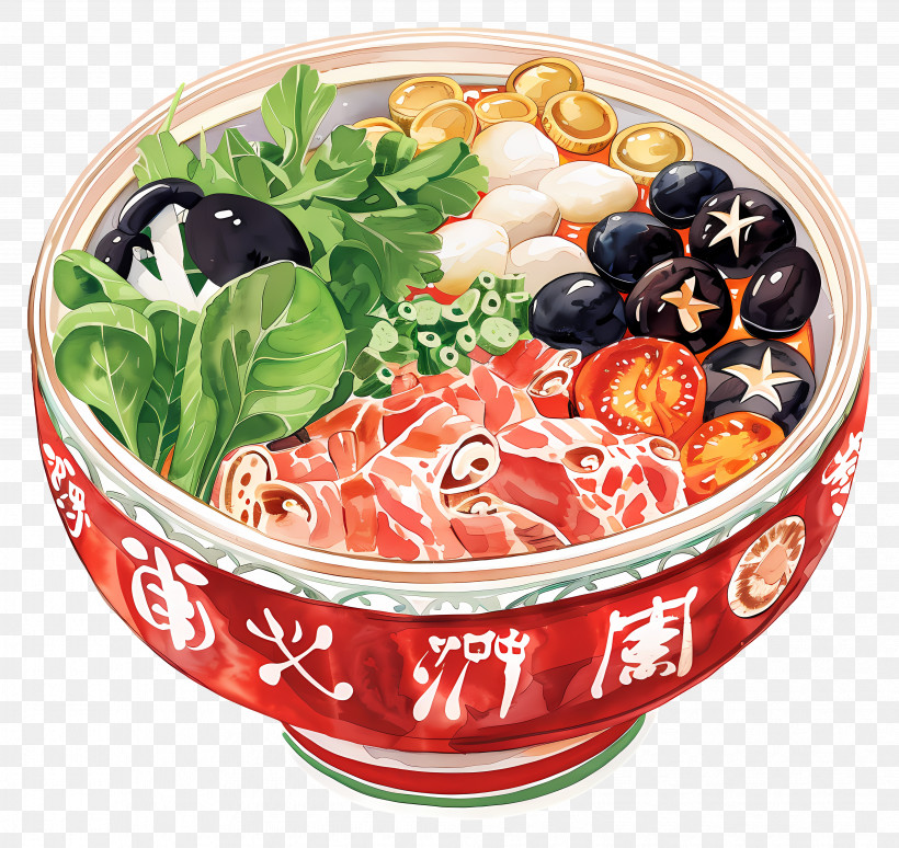 Cartoon Hot Pot - Decorative Hot Pot With Fresh Ingredients, PNG ...