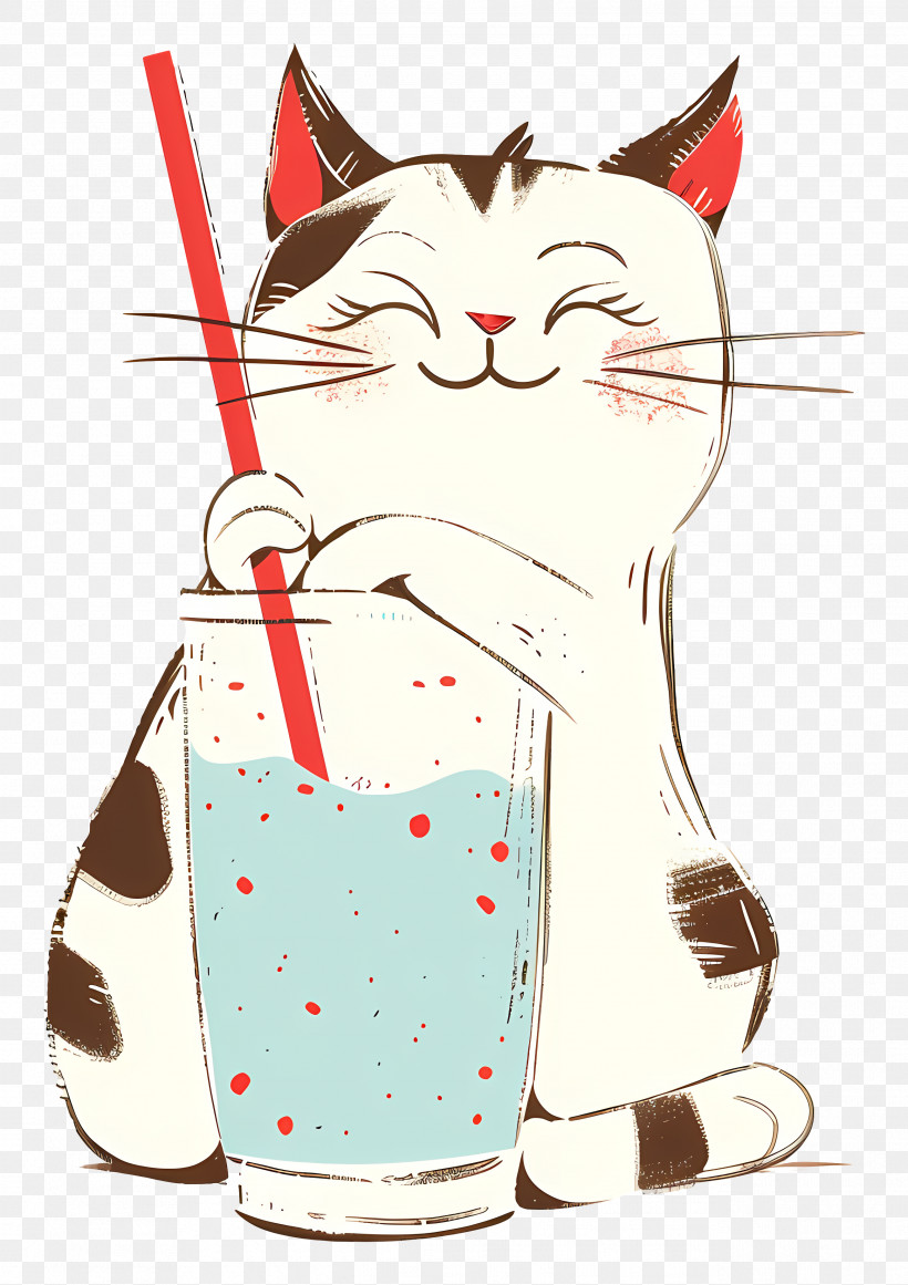 Cat - Cartoon Cat Enjoying A Drink, PNG, 2592x3672px, Cat, Beverage ...