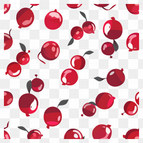 Cranberry Pattern - Pattern Of Red Berries And Leaves PNG
