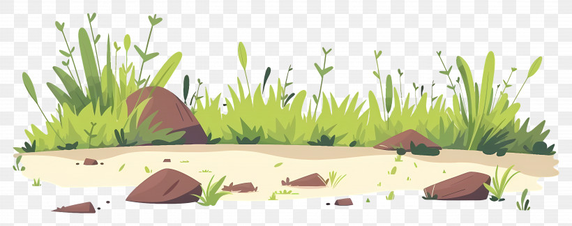Grass Ground - Nature Scene With Grass And Rocks, PNG, 5492x2172px ...