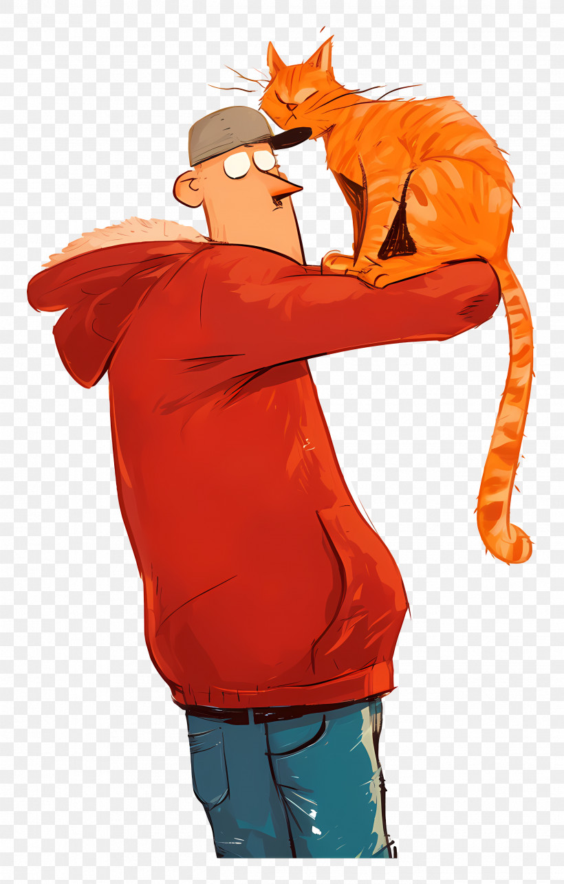 Man Playing With Cat - Man Holding An Orange Cat, PNG, 2628x4124px, Man ...