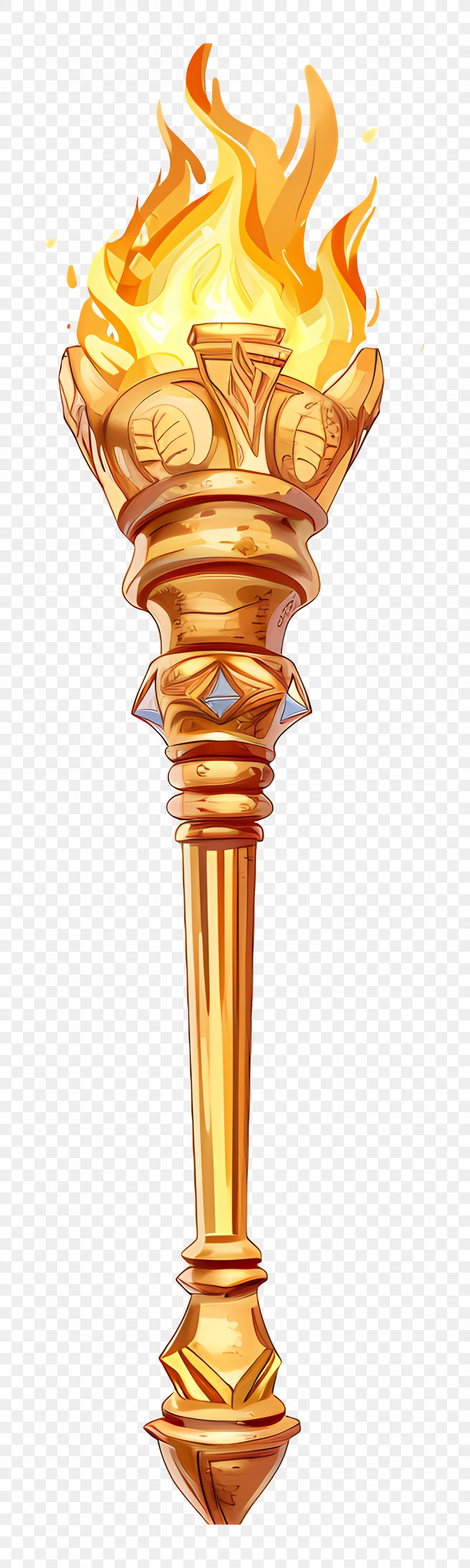 Torch - Golden Torch With Burning Flame Illustration, PNG, 1300x4336px ...