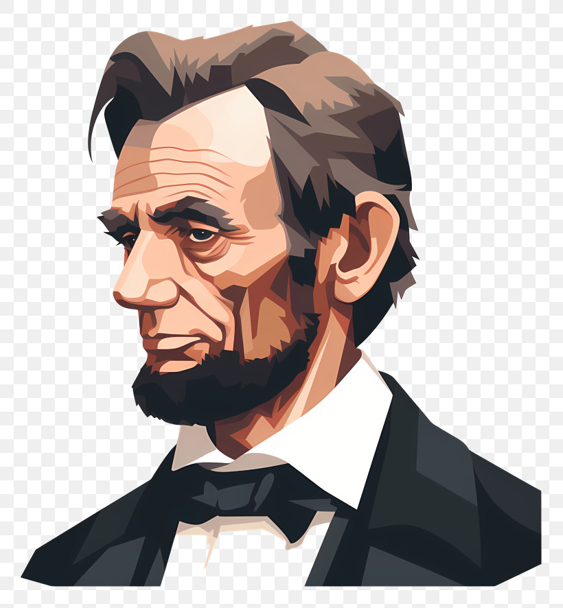 Abraham Lincoln - Portrait Illustration Of A Man In Formal Attire, PNG ...