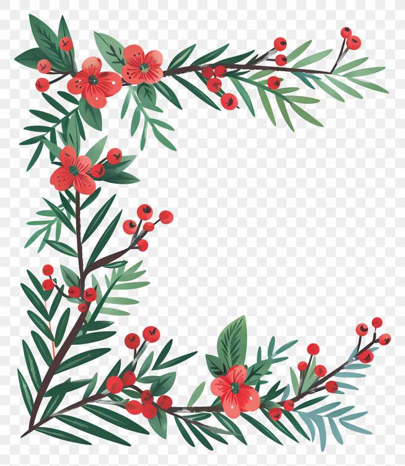 Christmas Corner - Decorative Corner Frame With Floral Motif, PNG ...
