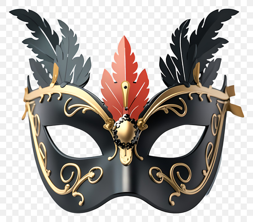 Realistic Style Masquerade Mask - Masquerade Mask With Elegant Feathers ...