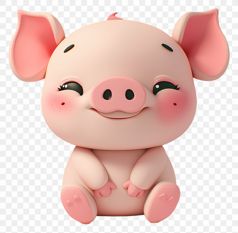 Pig - Cute Pig Cartoon With Smiling Expression, PNG, 3516x3448px, Pig ...