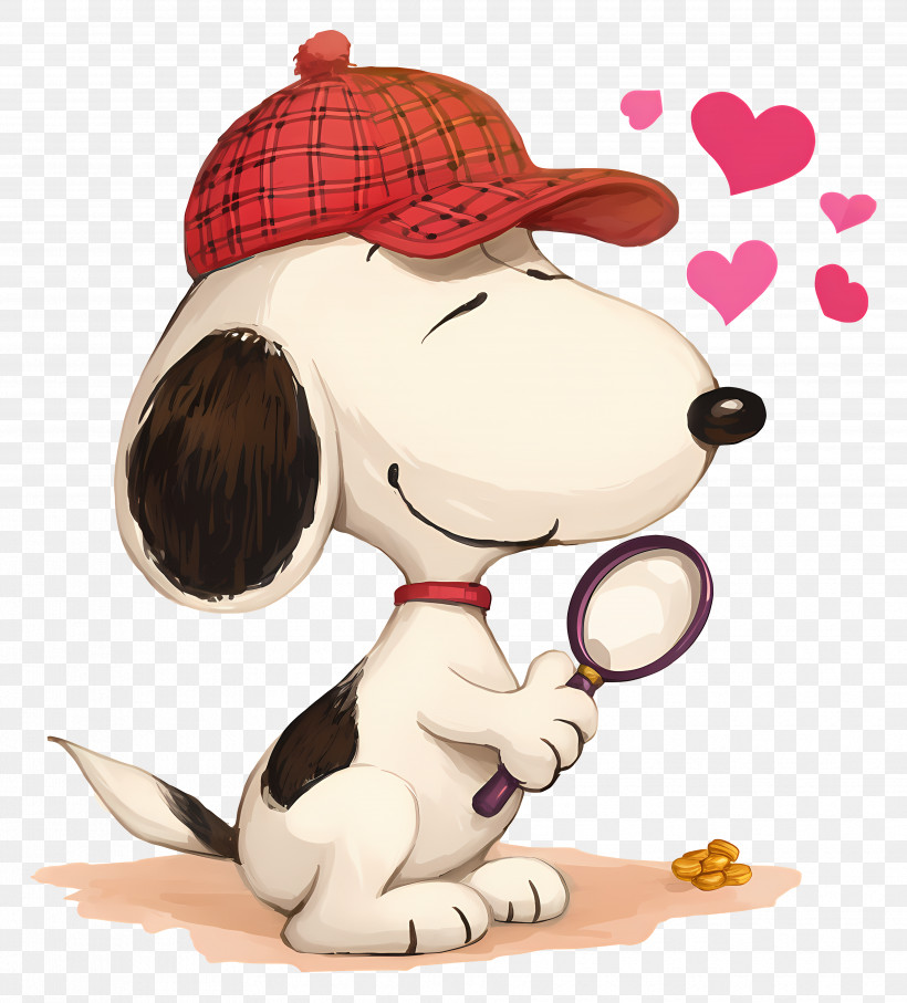 Snoopy Love - Cartoon Dog Detective With Red Cap, PNG, 3724x4120px ...