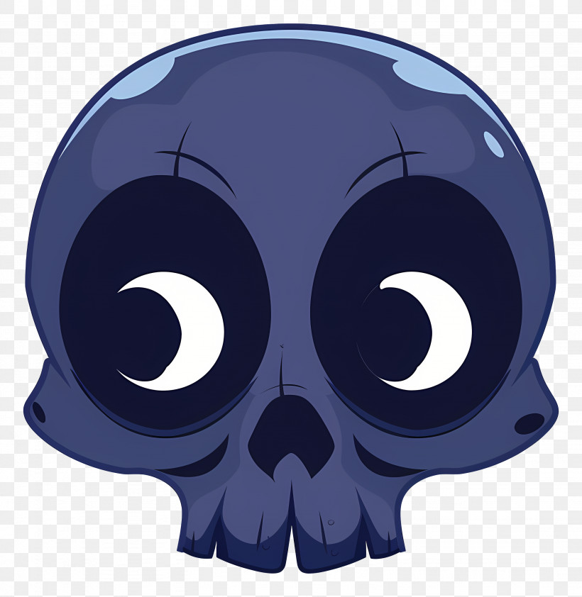 Halloween Skull - Blue Cartoon Skull With Large Eyes, PNG, 3072x3156px ...