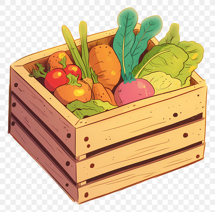 Vegetables - Wooden Crate Full Of Fresh Vegetables, PNG, 3576x3520px ...