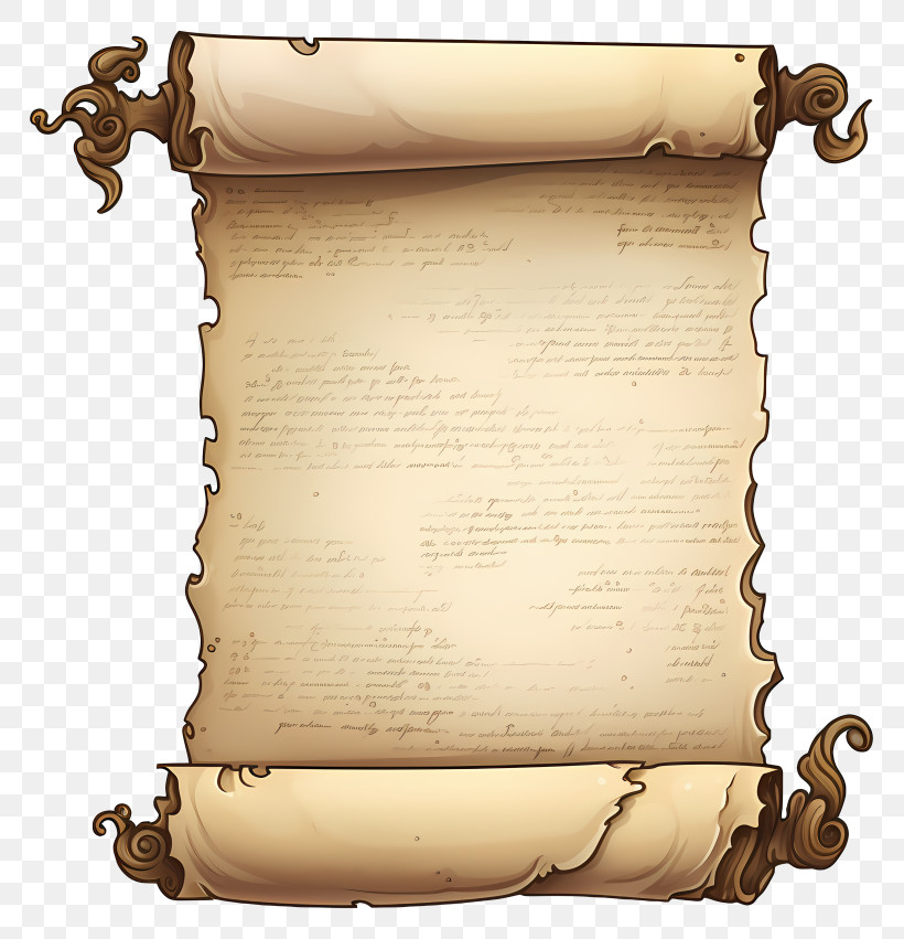 Doodle Style Vintage Paper Scroll - Ancient Scroll With Text, PNG ...