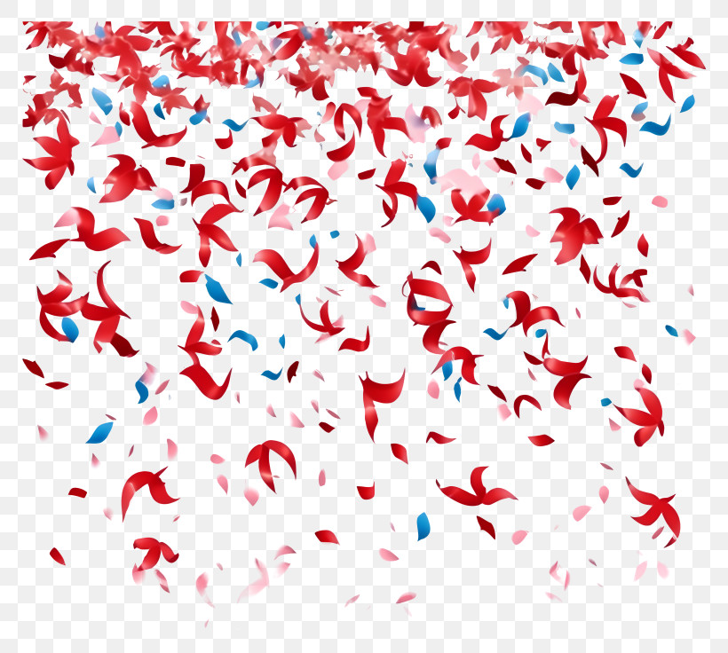 In The Style Of Romantic Illustration - Colorful Red And Blue Confetti For Celebrations, PNG ...