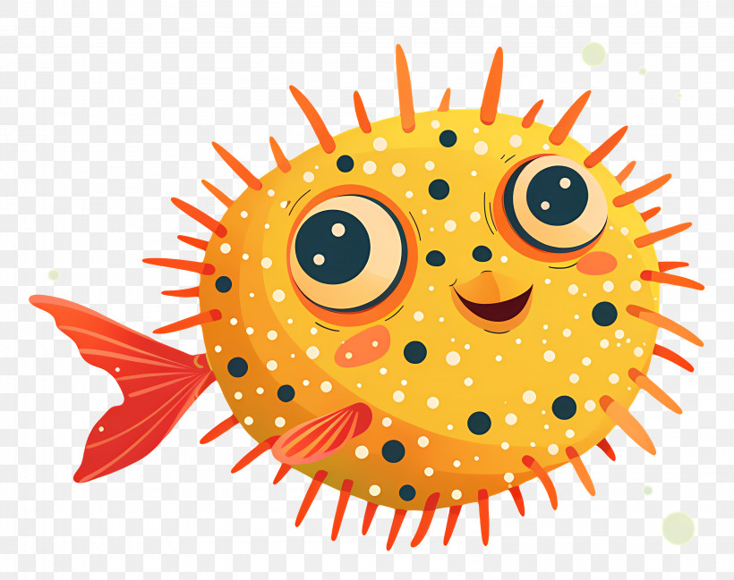 Cute Pufferfish - Cute Yellow Puffer Fish Cartoon, PNG, 3168x2508px ...