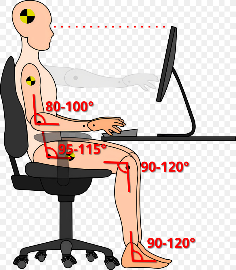 Office Chair - Ergonomic Sitting Posture Guide, PNG, 3916x4472px ...