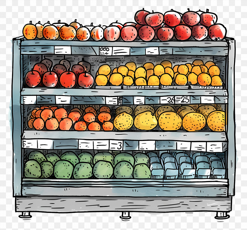 Fruit Shelf Illustration - Fruit Shelf Display Illustration, PNG ...