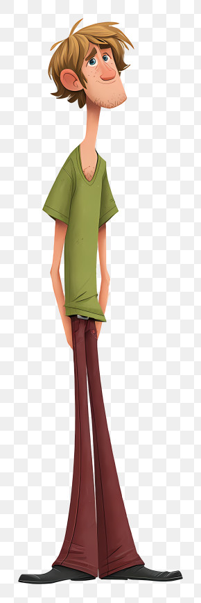Lanky Slouched Man - Confused Man In Cartoon Style PNG