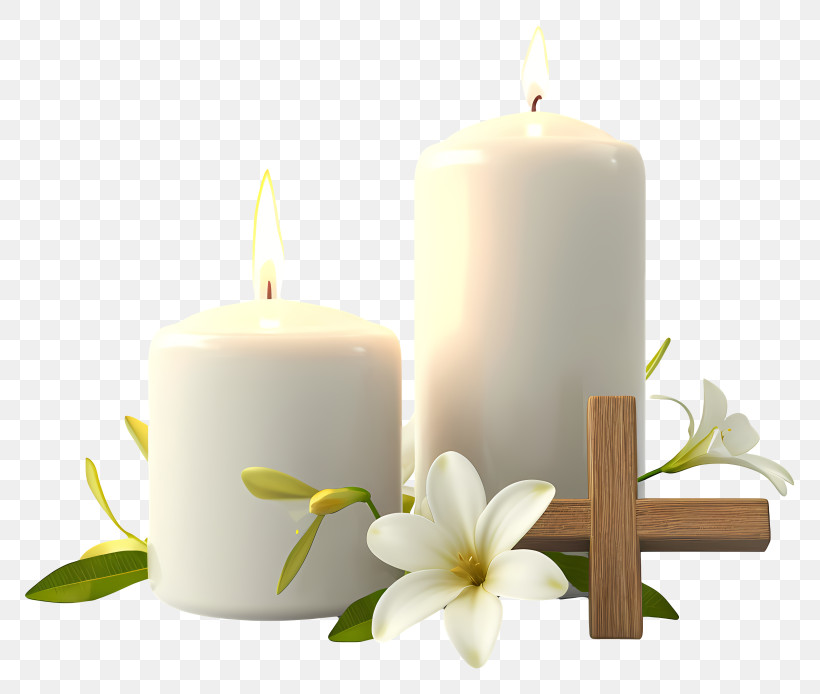 Candlemas Day - Candles And Cross With Flowers, PNG, 3984x3376px ...