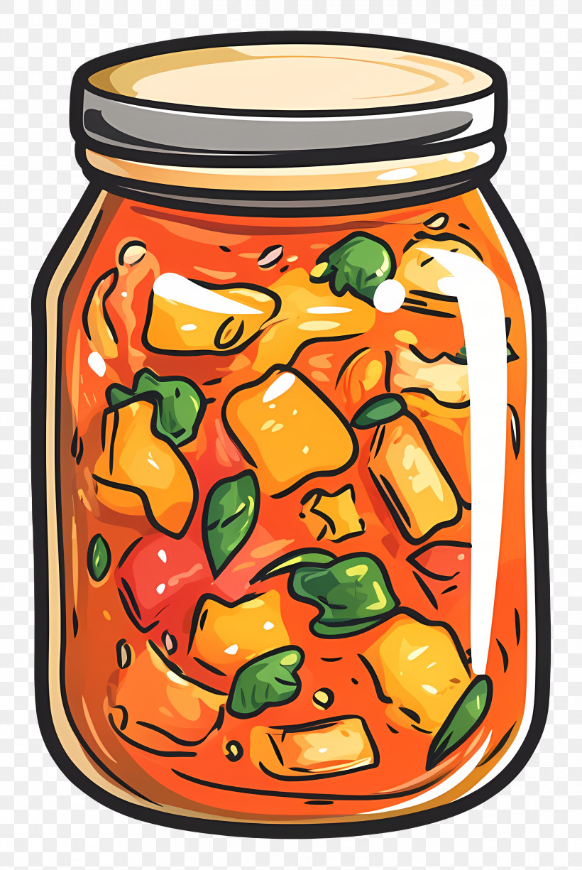 Kimchi Jar - Illustration Of A Jar With Vegetables And Spices, PNG ...