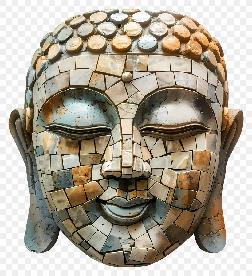 Buddha Face - Mosaic Sculpture Of Buddha Face, PNG, 3660x4016px, Buddha ...