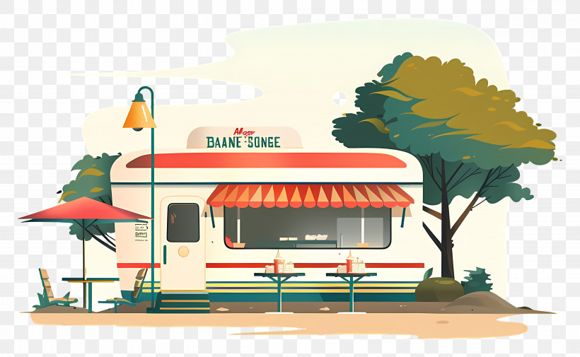 Roadside Diner - Colorful Food Truck With Outdoor Seating, PNG ...