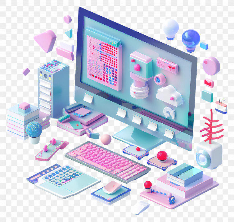 Programming Workflow - Digital Workspace With Gadgets Illustration, PNG, 4092x3876px ...