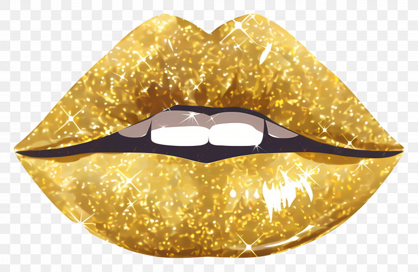 Gold Glittering Lips - Golden Shiny Lips Illustration, PNG, 3784x2472px ...