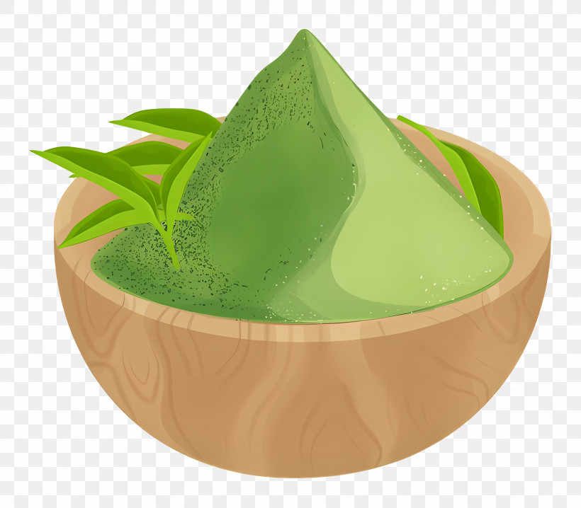 Matcha Powder - Green Powder In Wooden Bowl, PNG, 2464x2160px, Matcha ...