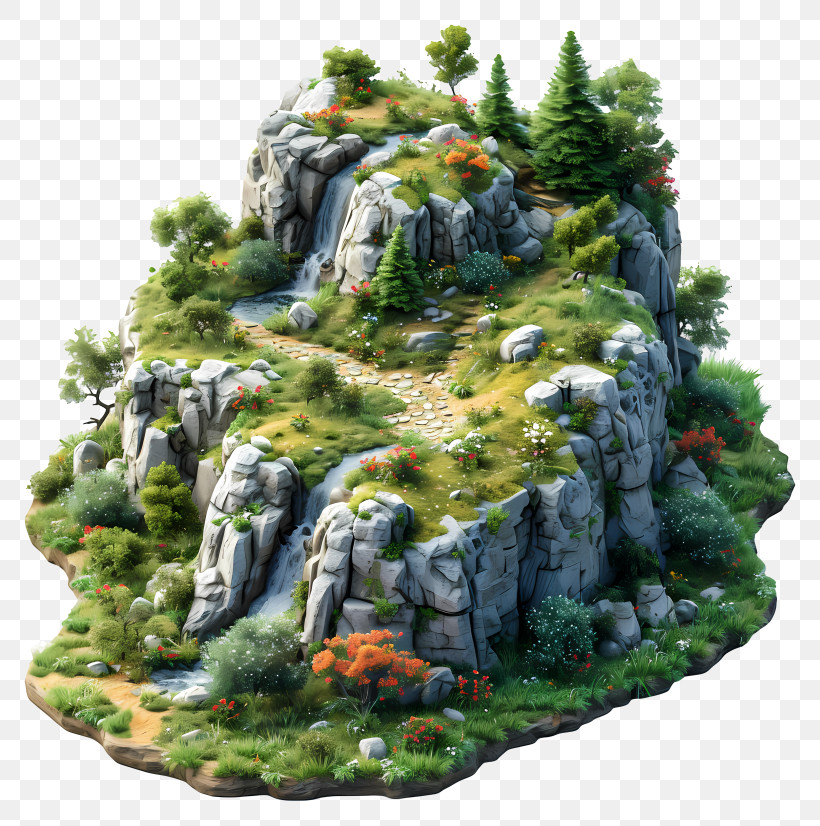 Nature Park - Rocky Mountainous Terrain With Vegetation, PNG ...
