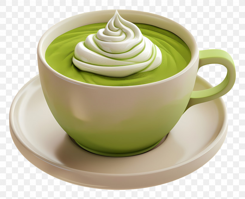 Matcha Latte - Delicious Matcha Latte With Cream Topping, PNG ...