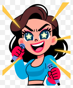 Janet - Shouting Cartoon Heroine PNG