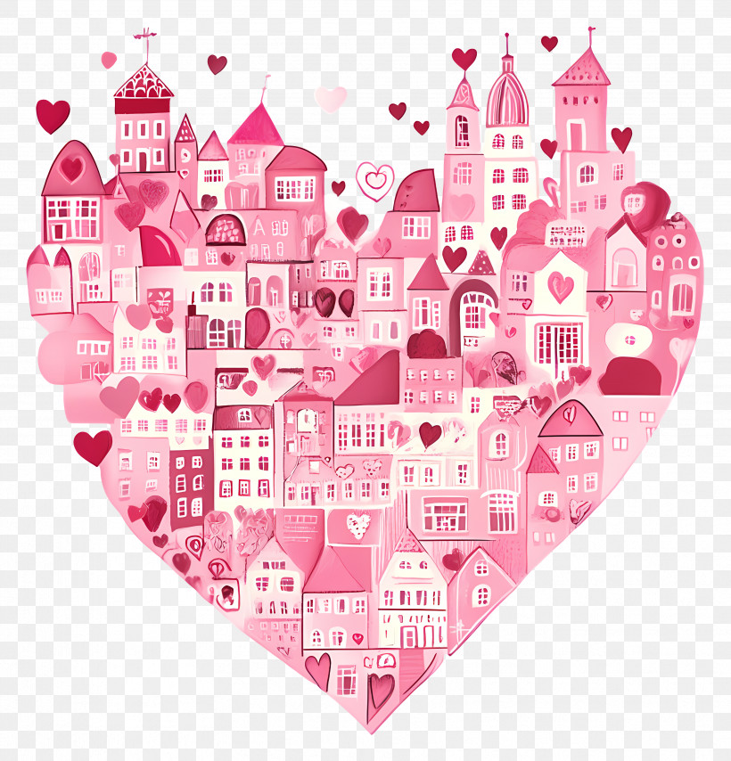 Love City - Heart-Shaped Cityscape Illustration, PNG, 3428x3572px, Love ...