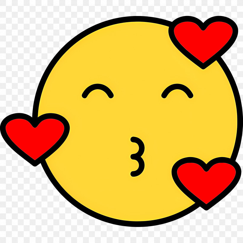 Kiss Emoji - Kissing Emoji With Hearts Illustration, PNG, 2048x2048px ...