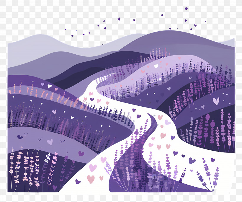 Lavender Fields - Purple Hills With Lavender And Path, PNG, 4088x3412px ...