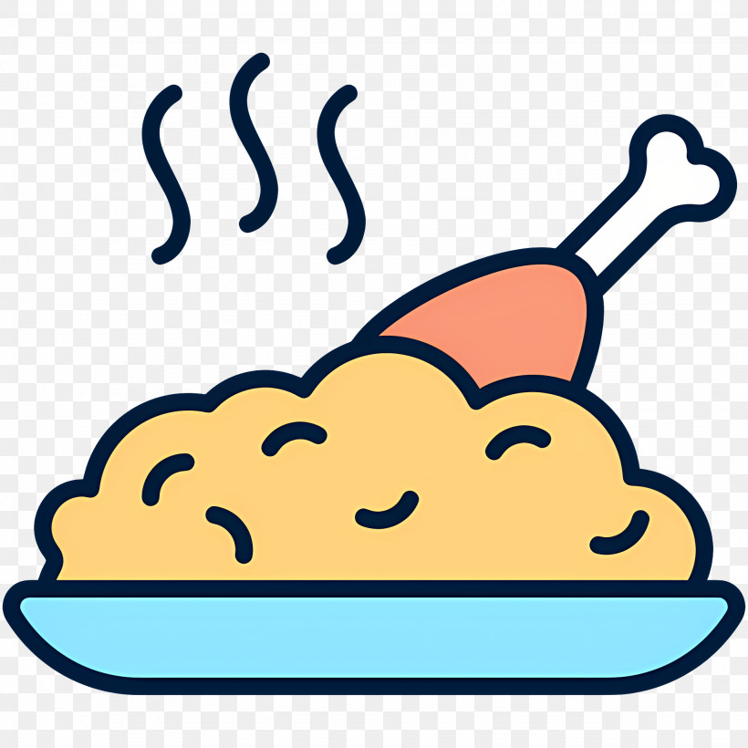 Plate With Food - Cartoon Plate Of Food With Chicken Leg, PNG ...