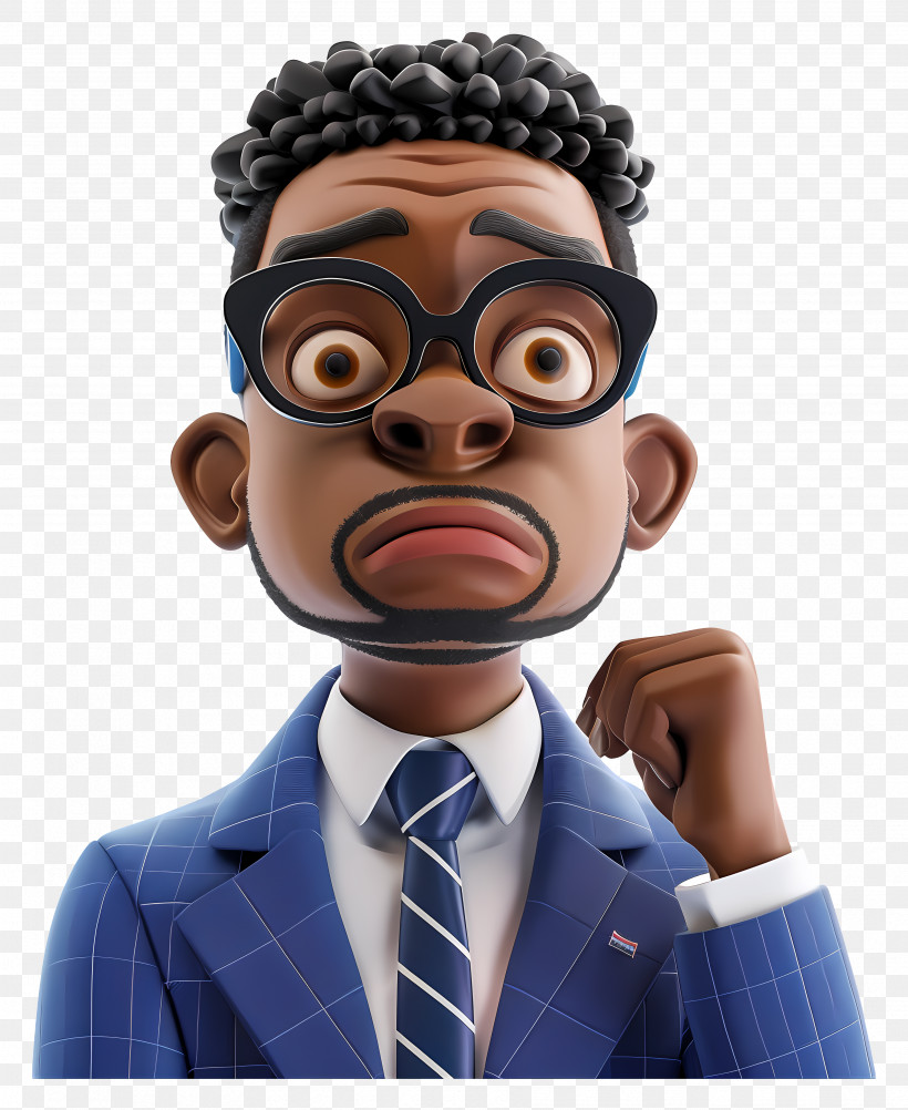 Pondering Businessman - Serious Cartoon Man In Suit, PNG, 3504x4284px ...