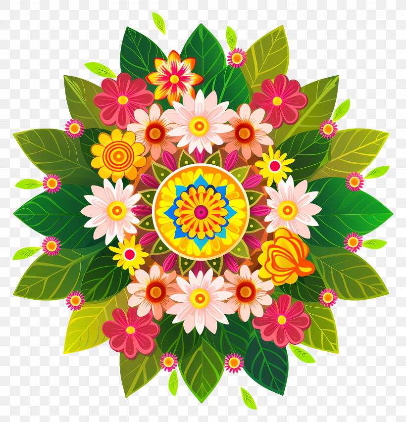 Pookalam - Bright Flower Mandala Design, PNG, 4060x4228px, Pookalam ...