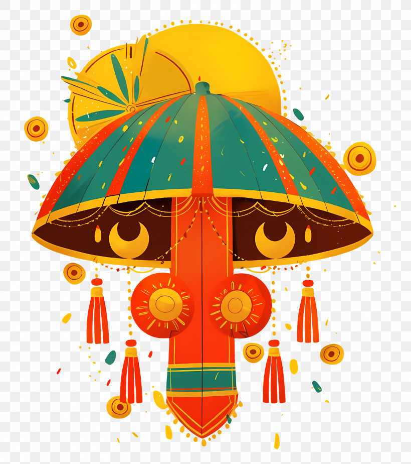 Indian Festival - Colorful Decorative Umbrella With Tassels, PNG ...