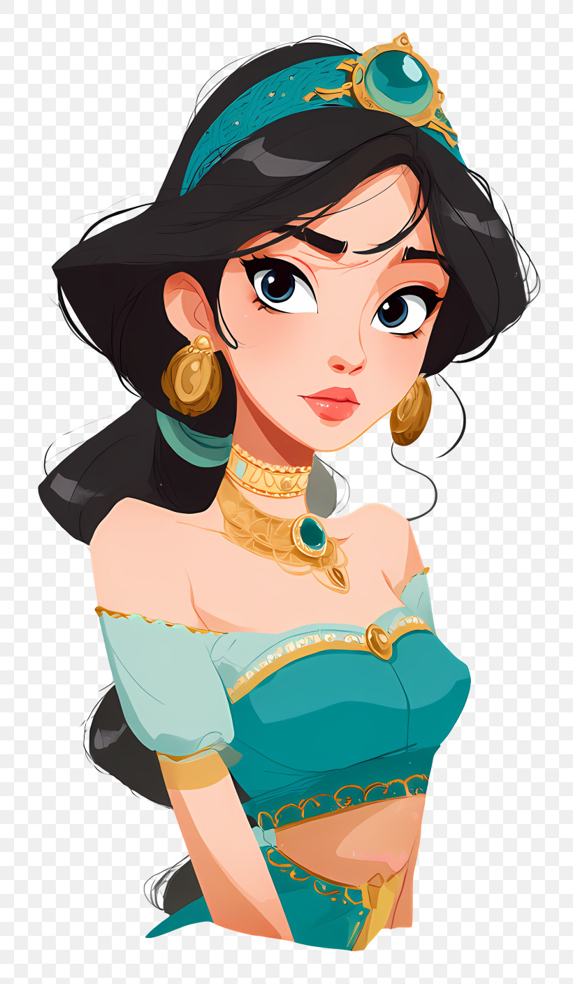 Princess Jasmine - Princess In Turquoise Dress Character, PNG ...
