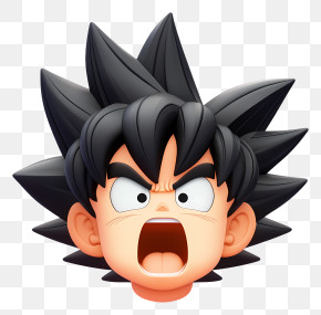 Son Goku - Angry Cartoon Face With Spiky Hair PNG