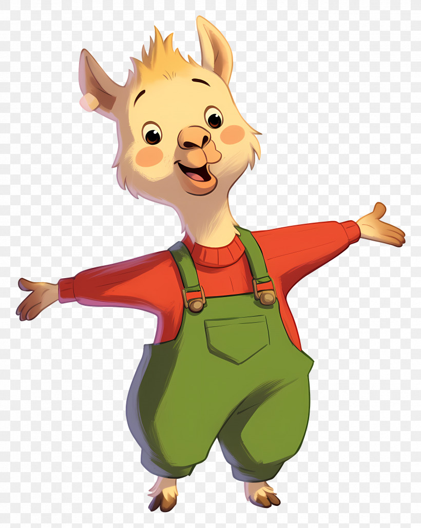 Cute Llama - Happy Llama In Green Overalls, PNG, 3348x4204px, Cute ...