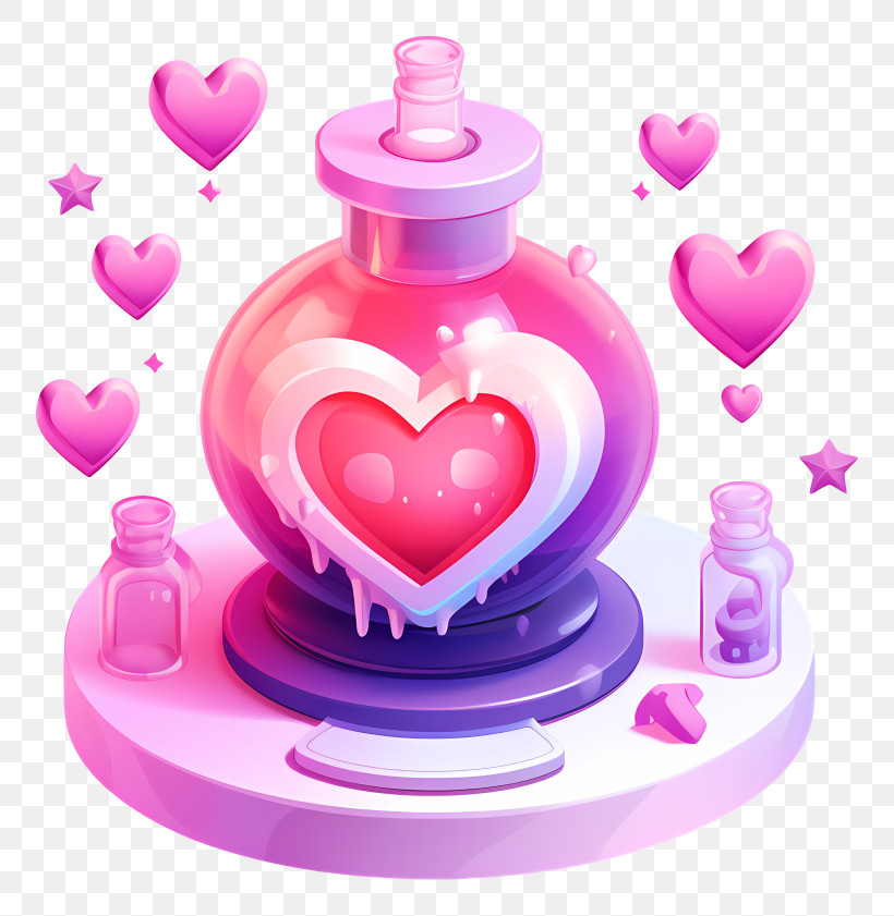 Heart Shaped Liquid - Magical Pink Love Potion With Floating Hearts ...