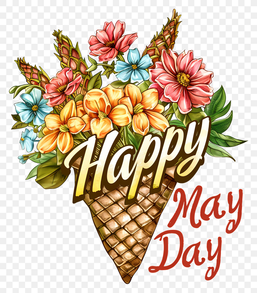 Happy May Day - Happy May Day Image With Floral Bouquet, PNG ...