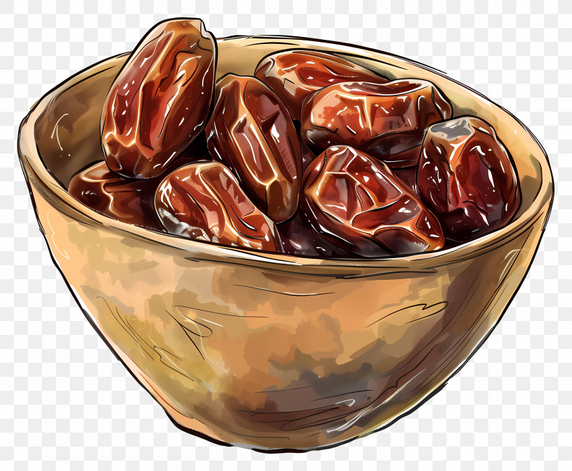 Dates In Bowl - Bowl Of Delicious Dates Illustration, PNG, 4120x3396px ...