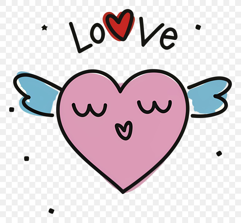 Pink Heart - Pink Heart With Wings Doodle For Love Concept, PNG ...