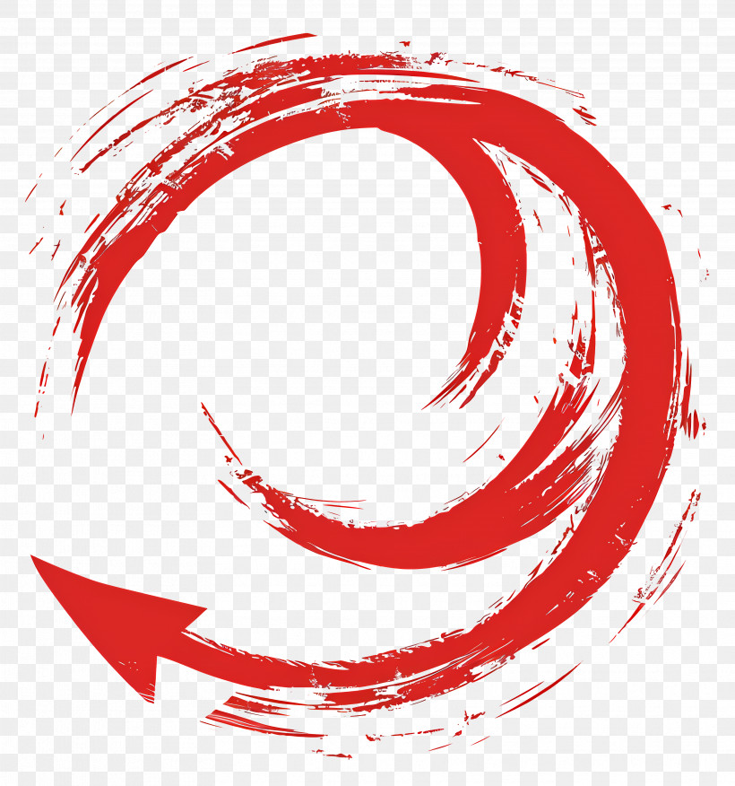 Red Arrow - Red Circular Brush Stroke With Arrow, PNG, 3528x3772px, Red ...