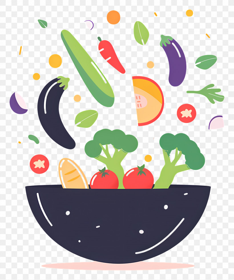 Falling Vegetables - Colorful Bowl Of Fresh Vegetables Illustration ...