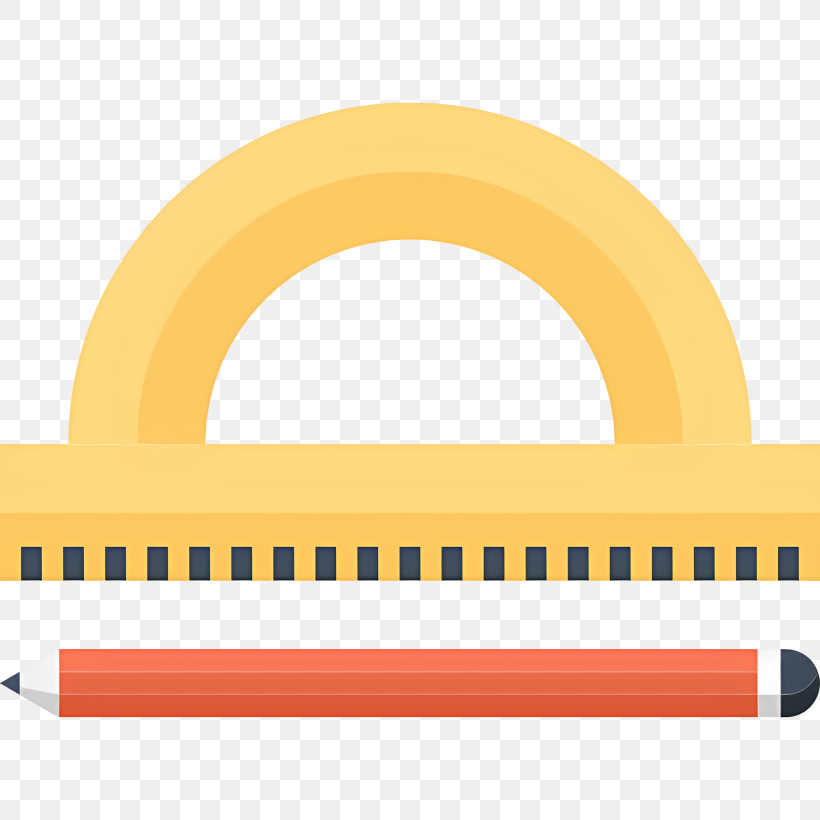 Protractor And Pencil - Yellow Protractor And Red Pencil Illustration ...