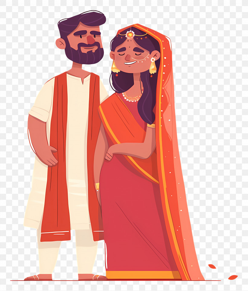 Indian Bride And Groom - Traditional Couple In Wedding Attire, PNG, 3016x3536px, Indian Bride ...
