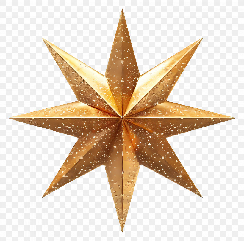 Sparkling Star - Bright Golden 3D Star Decoration, PNG, 3588x3560px, Sparkling Star, Award Icon ...